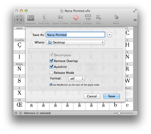 Saving fonts • RoboFont